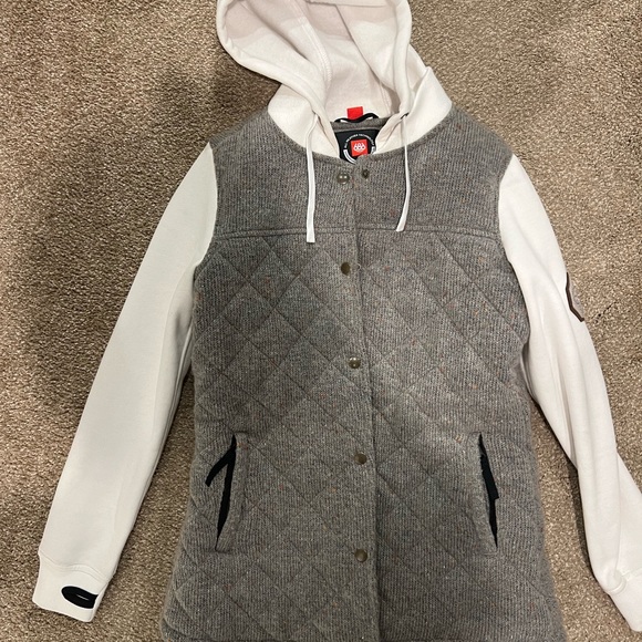 686 | Jackets & Coats | 686 Gray And White Varsity Jacket Quilted ...